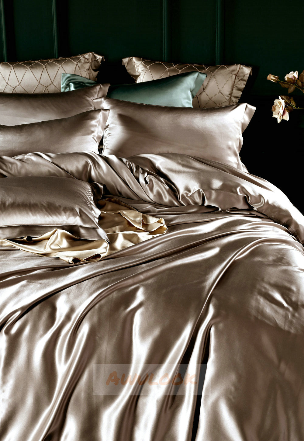 25Momme Seamless Luxury Silk Fitted Sheet/Flat Sheet/Dovut Cover/Beddi ...