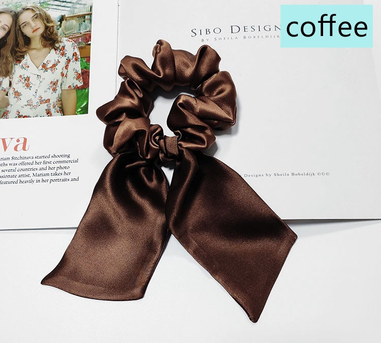 100% Silk Hair Scrunchies with Bow – Awulook