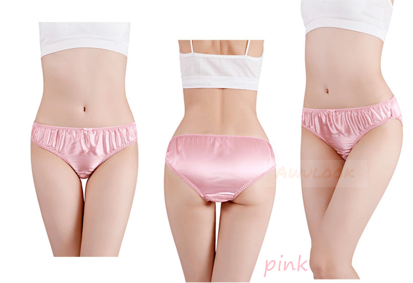Women Bikini Silk Pantie Mid Waist Awulook